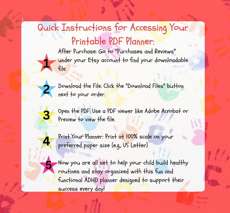Printable ADHD Planner for Kids 67 Colorful Pgs Routine Organizers Meal ...