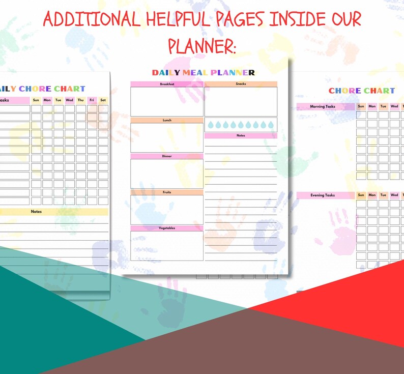 Printable ADHD Planner for Kids 67 Colorful Pgs Routine Organizers Meal ...