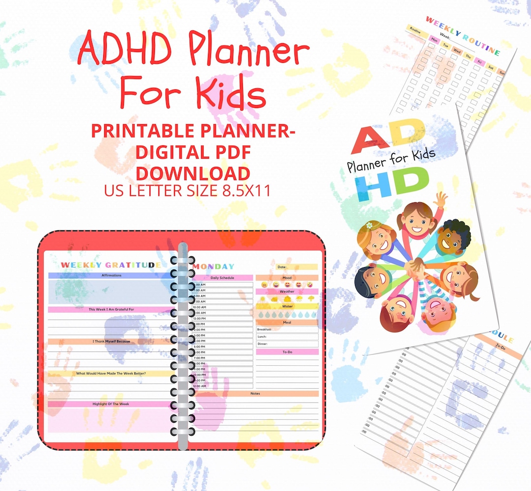 Printable ADHD Planner for Kids| 67 Colorful Pgs| Routine Organizers ...