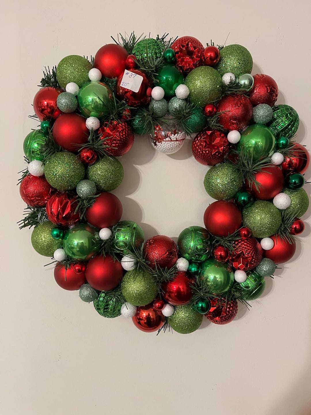 Traditional 20" Red and Green Ornament Wreath - Classic Christmas Decor ...