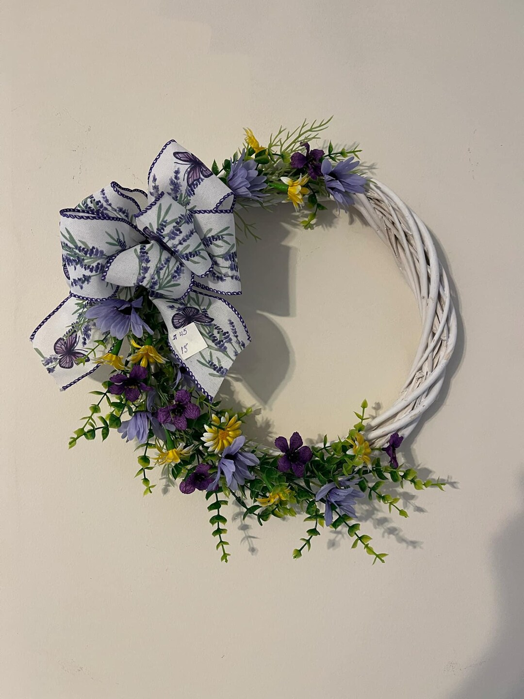 Handmade Lavender & Wildflower 13 Inch Wreath – Rustic Farmhouse Décor ...