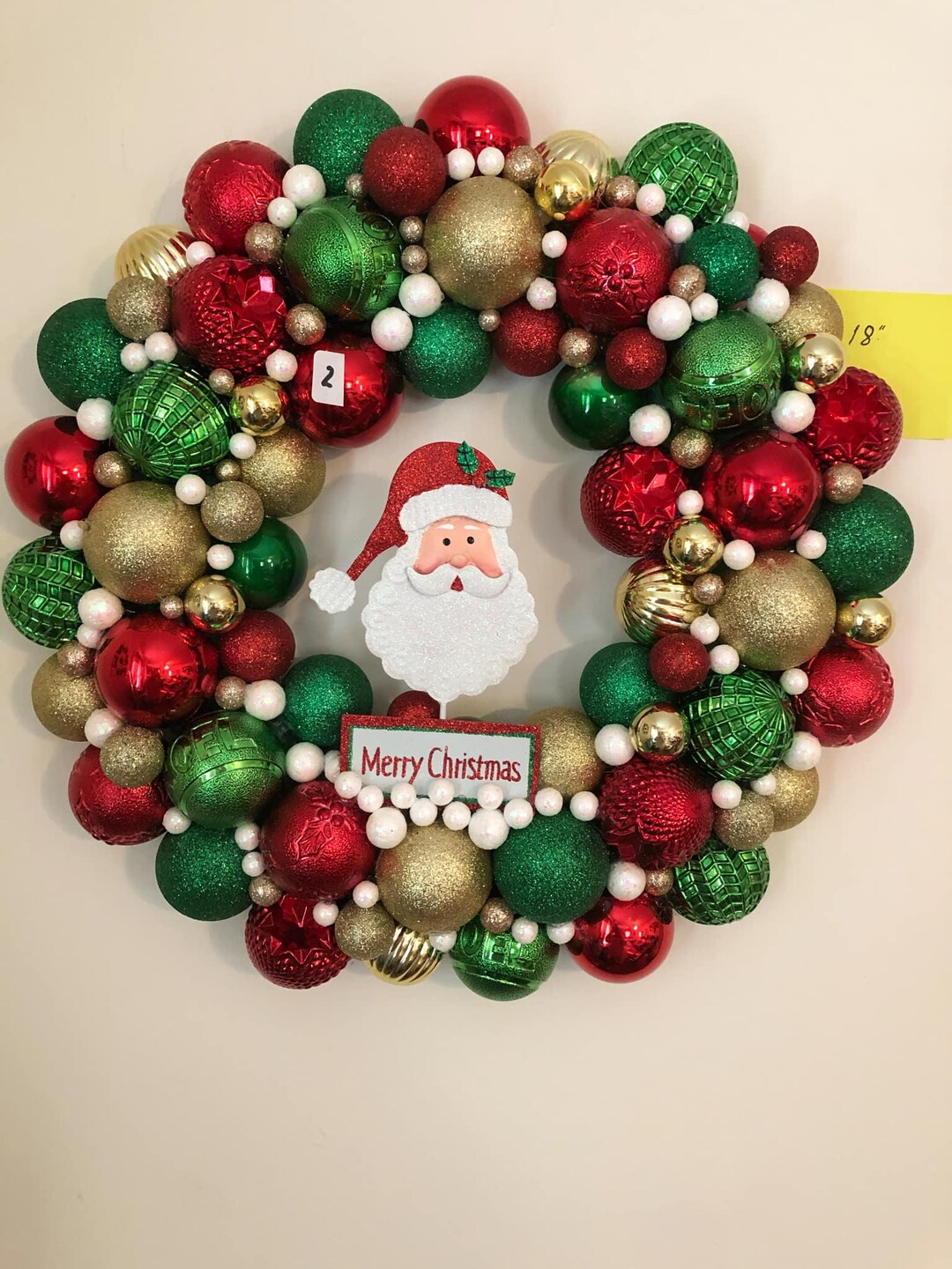 Santa's Merry Christmas Ornament Wreath 18" Holiday Door Decor - Etsy