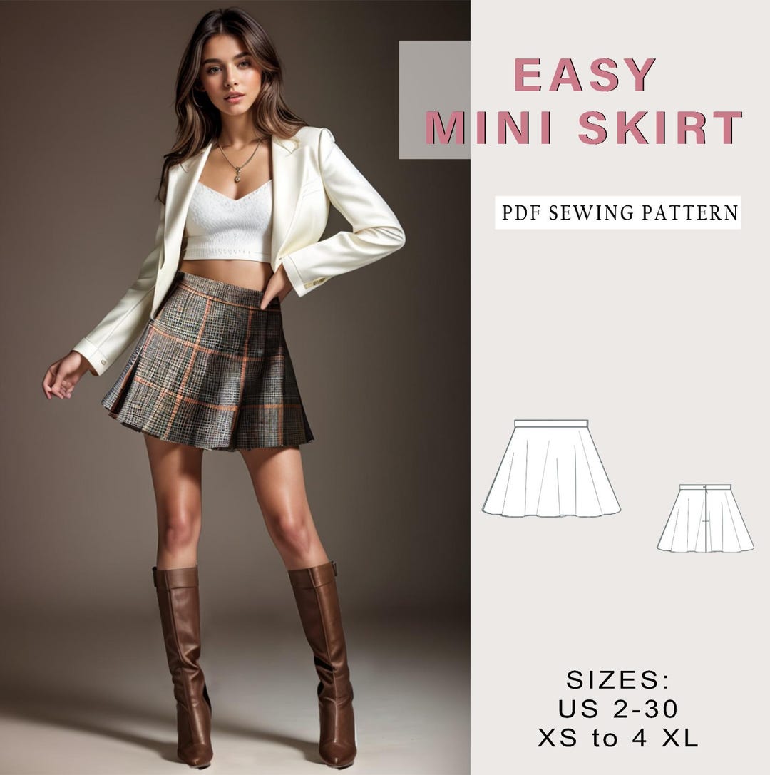 Easy Mini Skirt Sewing Pattern (PDF Download) - Etsy