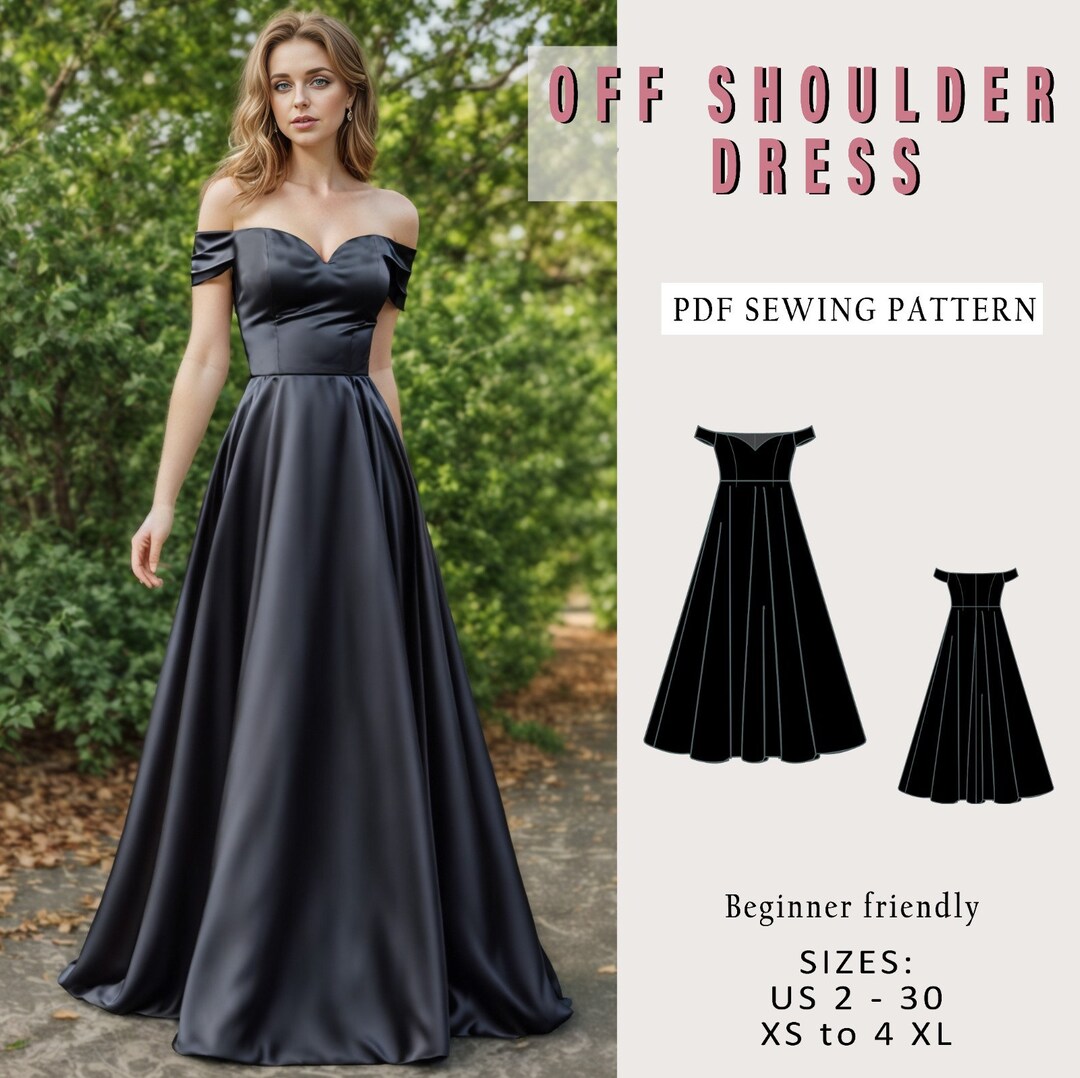 Off Shoulder Sweetheart Neck Dress Sewing Pattern, Prom Dress PDF ...