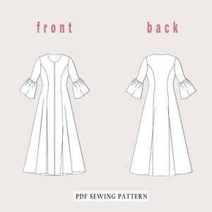 African Ruffle Sleeve Jacket Dress Sewing Pattern, Front Zipper Dress ...