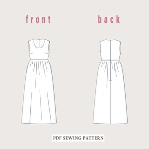 Sleeveless Linen Maxi Dress, Linen Gathered Summer Dress Sewing Pattern ...