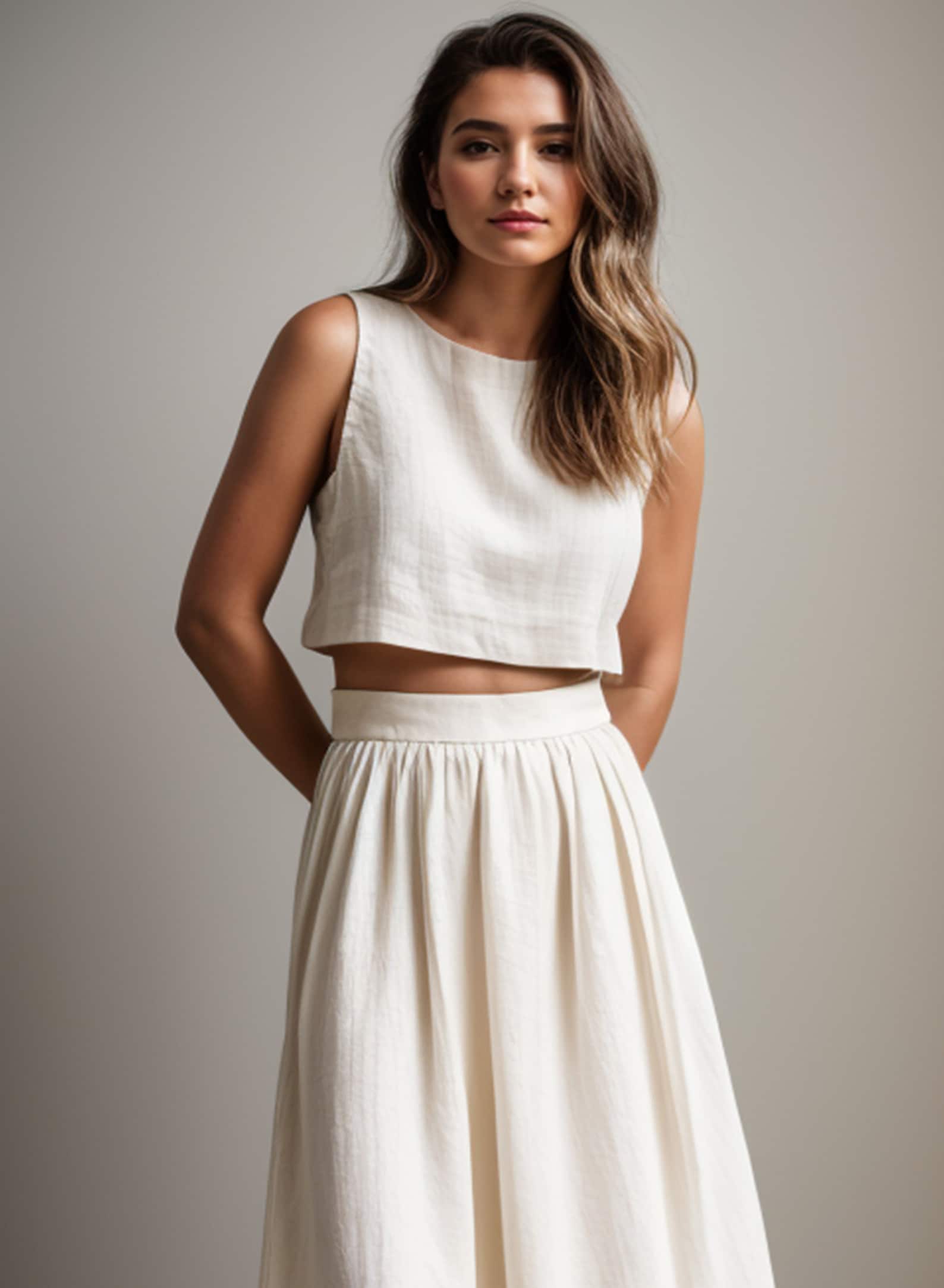 Set Linen Top and Maxi Skirt Sewing Pattern, Linen Gathered Maxi Skirt ...