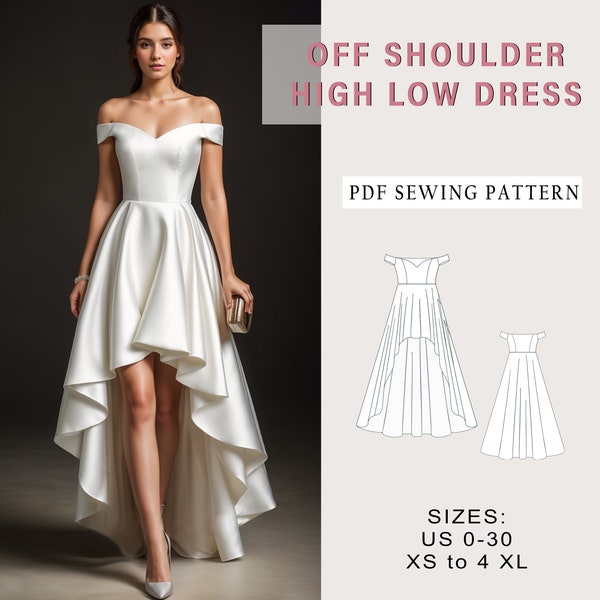 Off Shoulder High Low Dress Pattern - Etsy