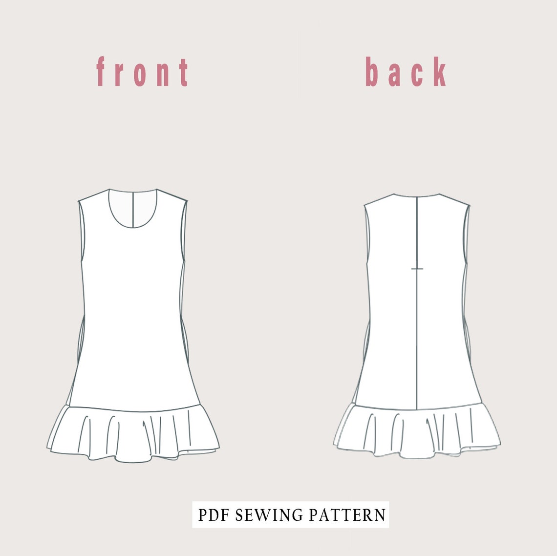 Summer Linen Sleeveless Frill Dress Sewing Pattern, Sleeveless Dress ...