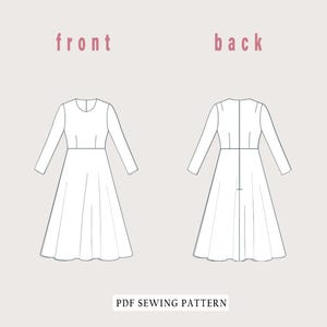 Long Sleeve Midi Dress Sewing Pattern (PDF) US XS-4XL - Etsy