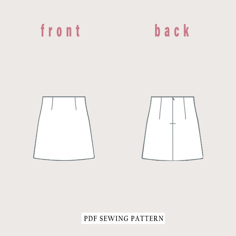 Mini Skirt Sewing Pattern, High Waist Mini Skirt Pattern, A Line Mini ...