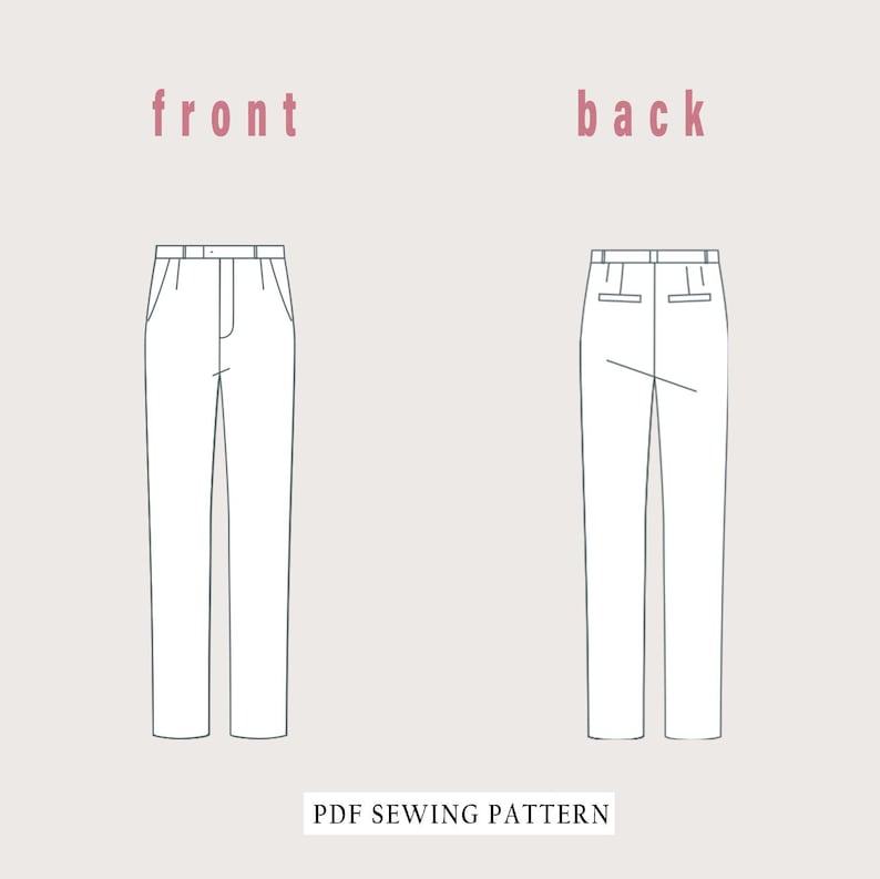 Men's Standard Fit Pants Sewing Pattern (PDF) - Etsy