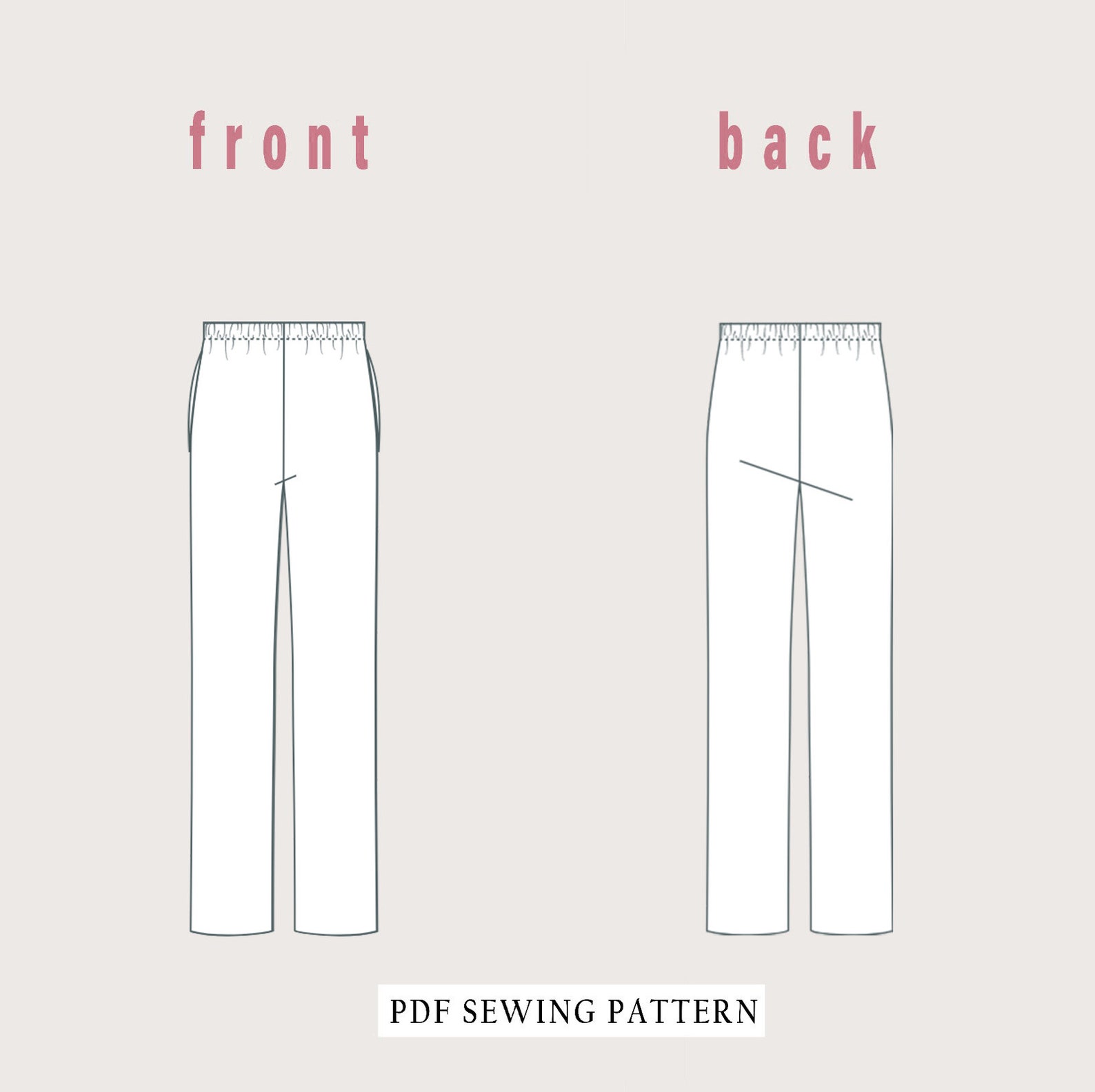 Men's Linen Pants Sewing Pattern: Elastic Waist Trousers (size 35-68 ...