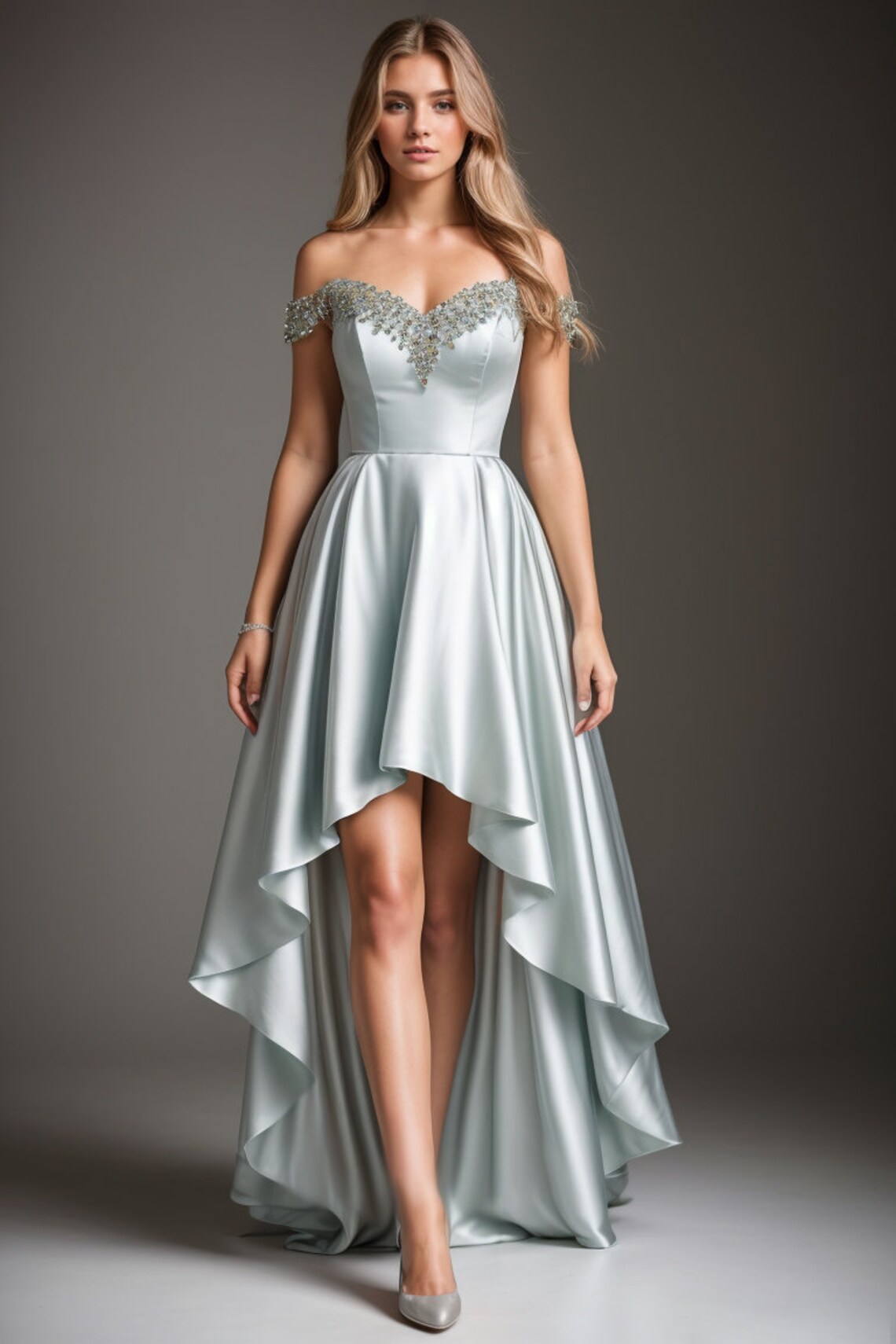 Off Shoulder High-low Dress Sewing Pattern: Bridal Gown, Ball Gown (A4 ...