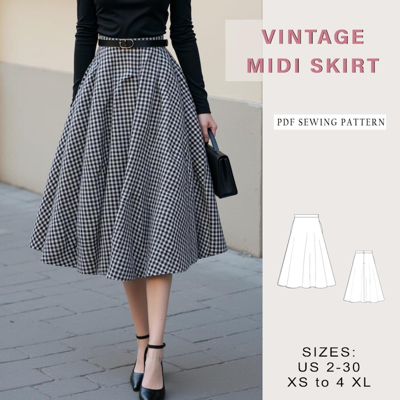 Retro Flare Skirt Pattern - Etsy