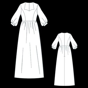 Fairy Cottagecore Dress Sewing Pattern, Regency Maxi Dress Pattern ...