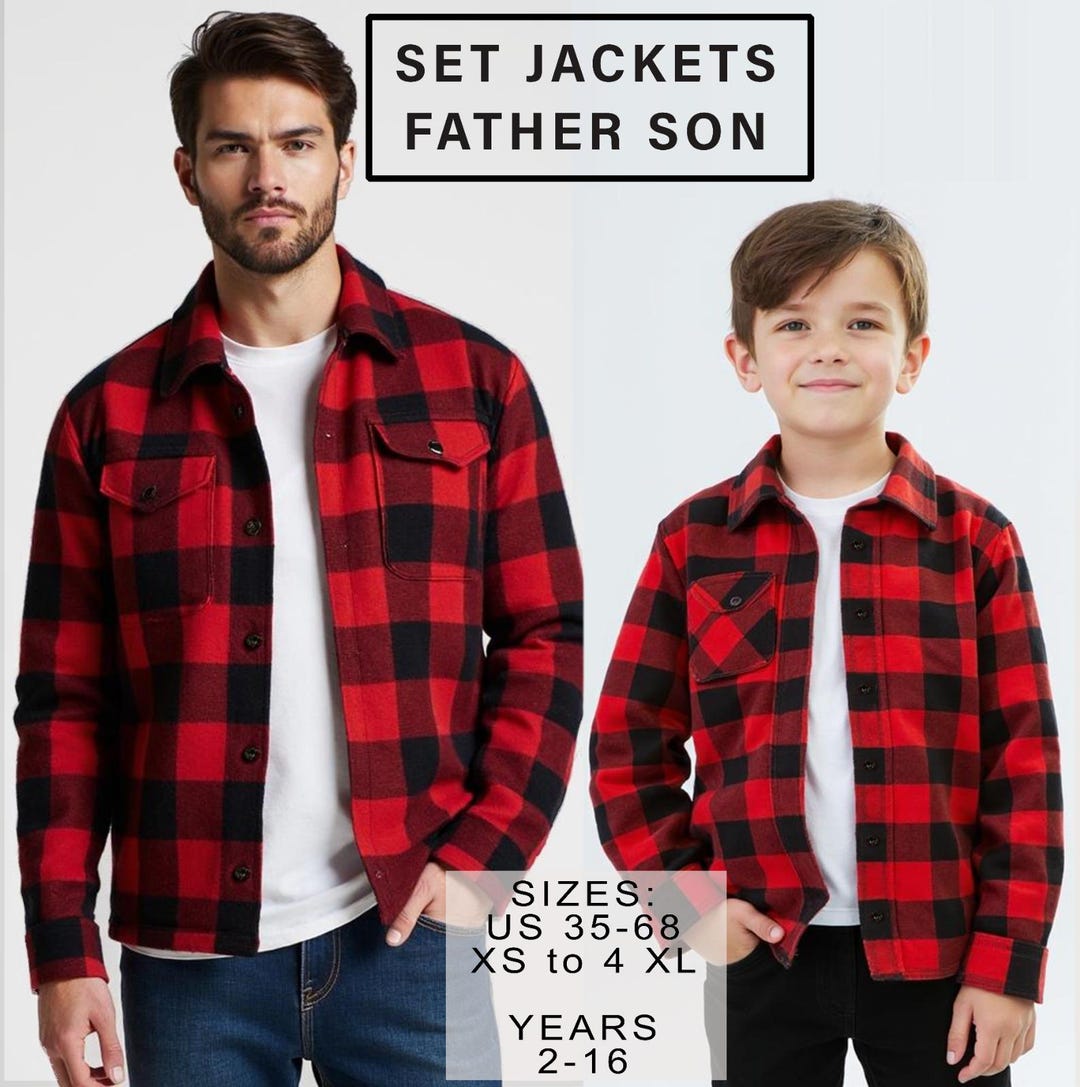 Set Jackets Father Son Sewing Pattern, Men's Shirt Jacket, Kids Jacket ...
