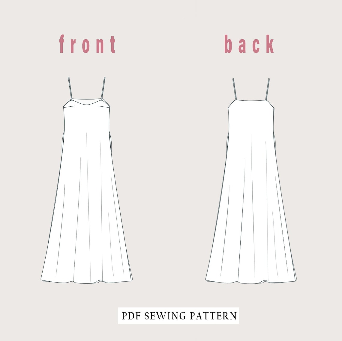 Straps Maxi Tent Dress, Loose Summer Dress Sewing Pattern, Easy Dress ...