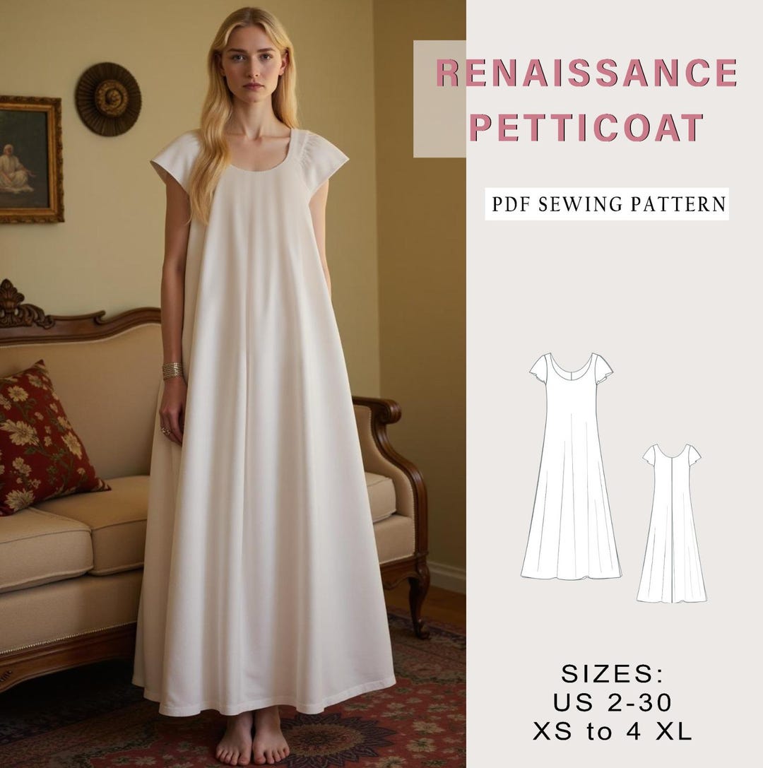 Renaissance Petticoat Sewing Pattern: Chemise, Elvish, Regency Dress ...
