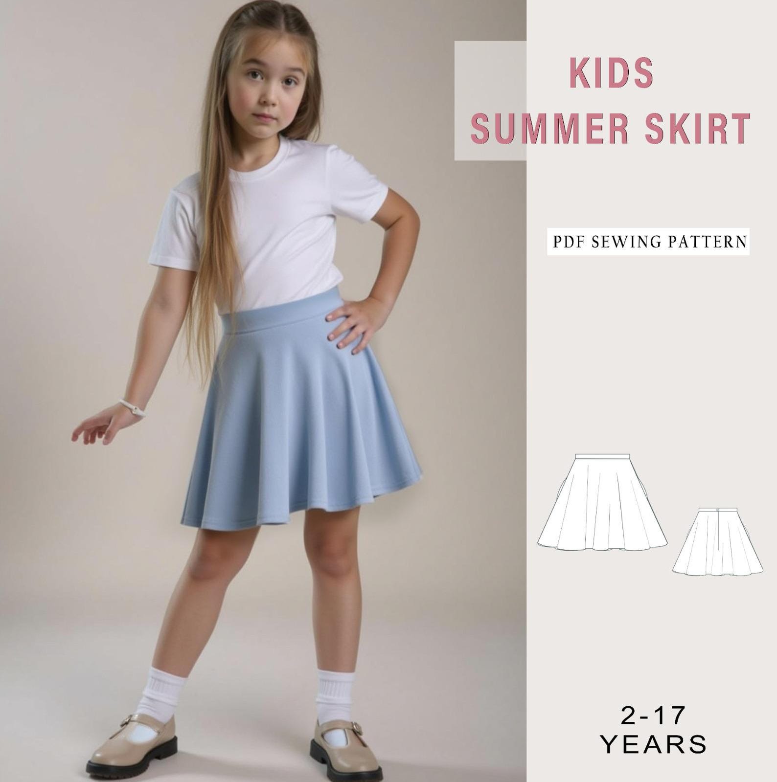 Summer Toddler and Girls Skirt Sewing Pattern, Circle Skirt PDF Sewing ...