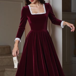 Velvet Square Neck Maxi Dress Sewing Pattern (US 2-30 / XS-4XL ...