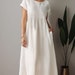 Short Sleeve Linen Maxi Dress, Linen Gathered Summer Dress Sewing ...