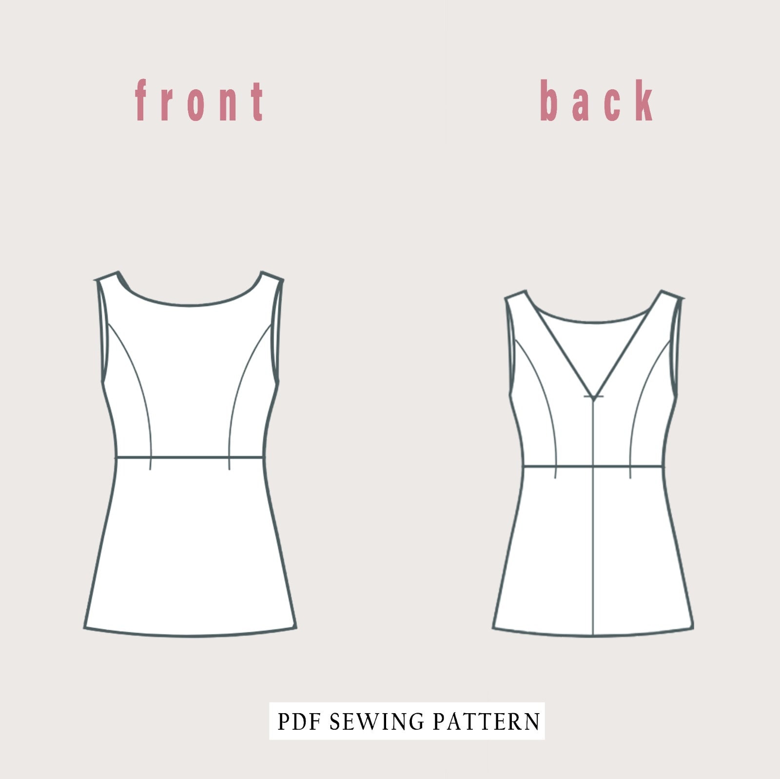 A-line Dress Pattern, Summer Dress Sewing Pattern, Sleeveless Dress ...
