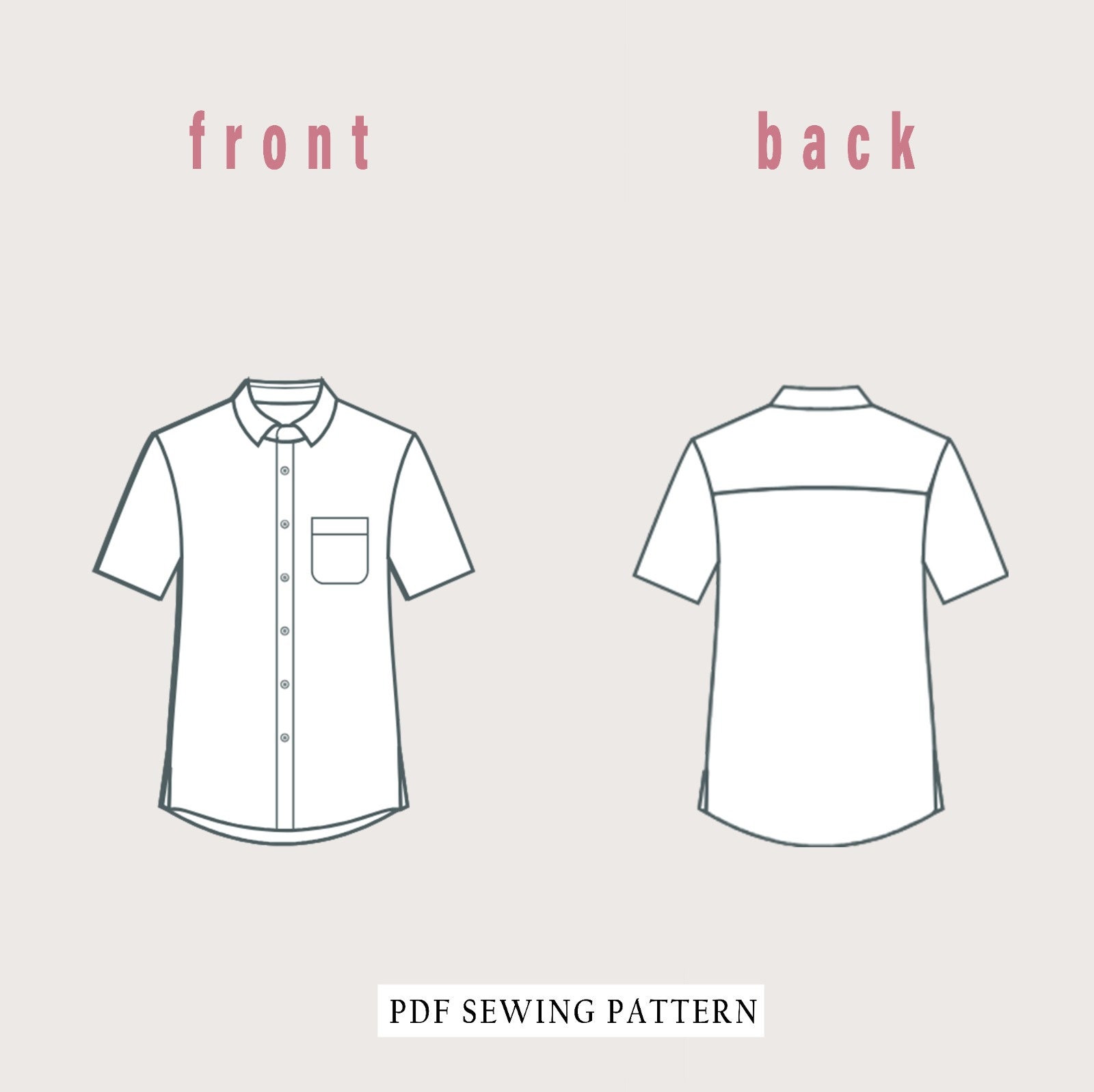 Men Short Sleeve Shirt Sewing Pattern, Man Pocket Shirt Sewing Pattern ...