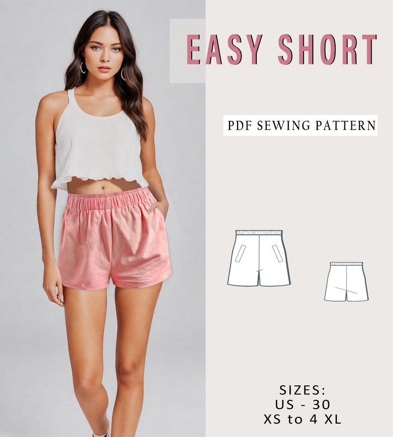 Easy Shorts, Summer Shorts Pattern, Women Shorts Pattern, Beginner ...