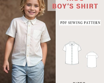 Boy's Shirt Sewing Pattern for Kids, Kids Pattern, Boy's Shirt Pattern ...