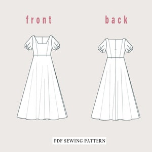 Bridal Gown Sewing Pattern, Square Neck Bridal Gown, Cocktail Dress ...