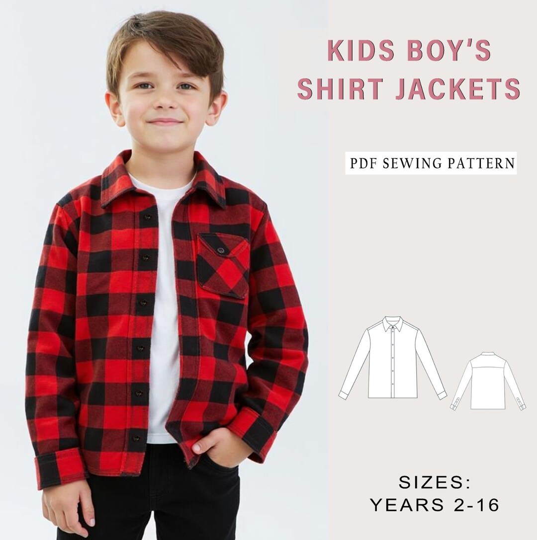 Kids Jacket Sewing Pattern, Shirt Jacket Pattern for Kids, Kids Pattern ...