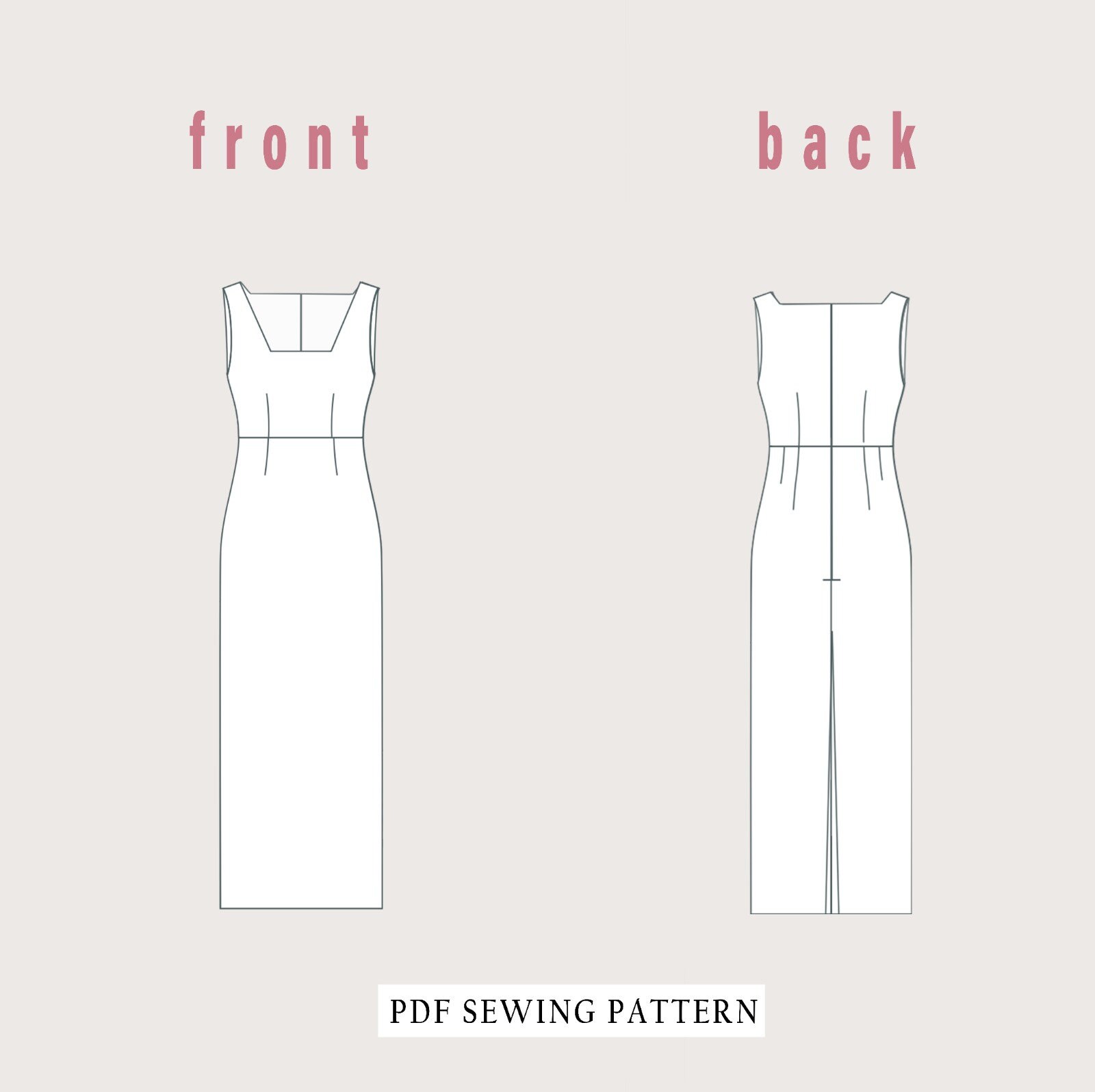 Square Summer Dress Sewing Pattern, Cottagecore Dress, Sleeveless Dress ...