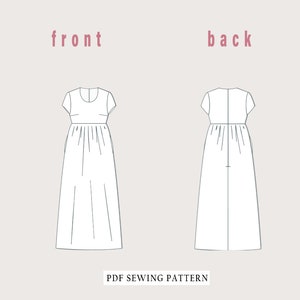 Short Sleeve Linen Maxi Dress, Linen Gathered Summer Dress Sewing ...