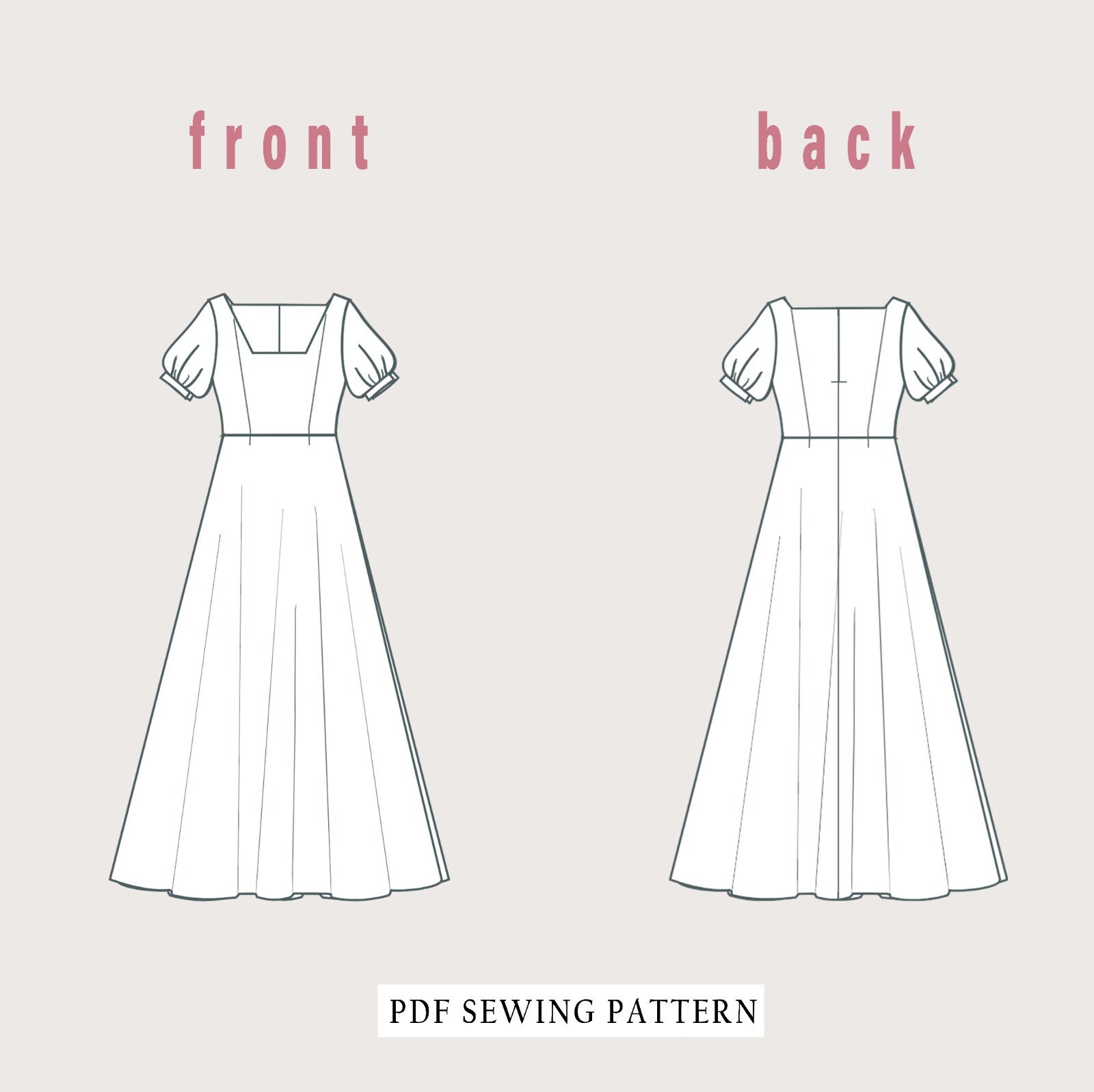 Maxi Dress, Fairy Cottagecore Dress Pattern,renaissance,regency,maxi Dress, A0-a4-letter Sizes ...