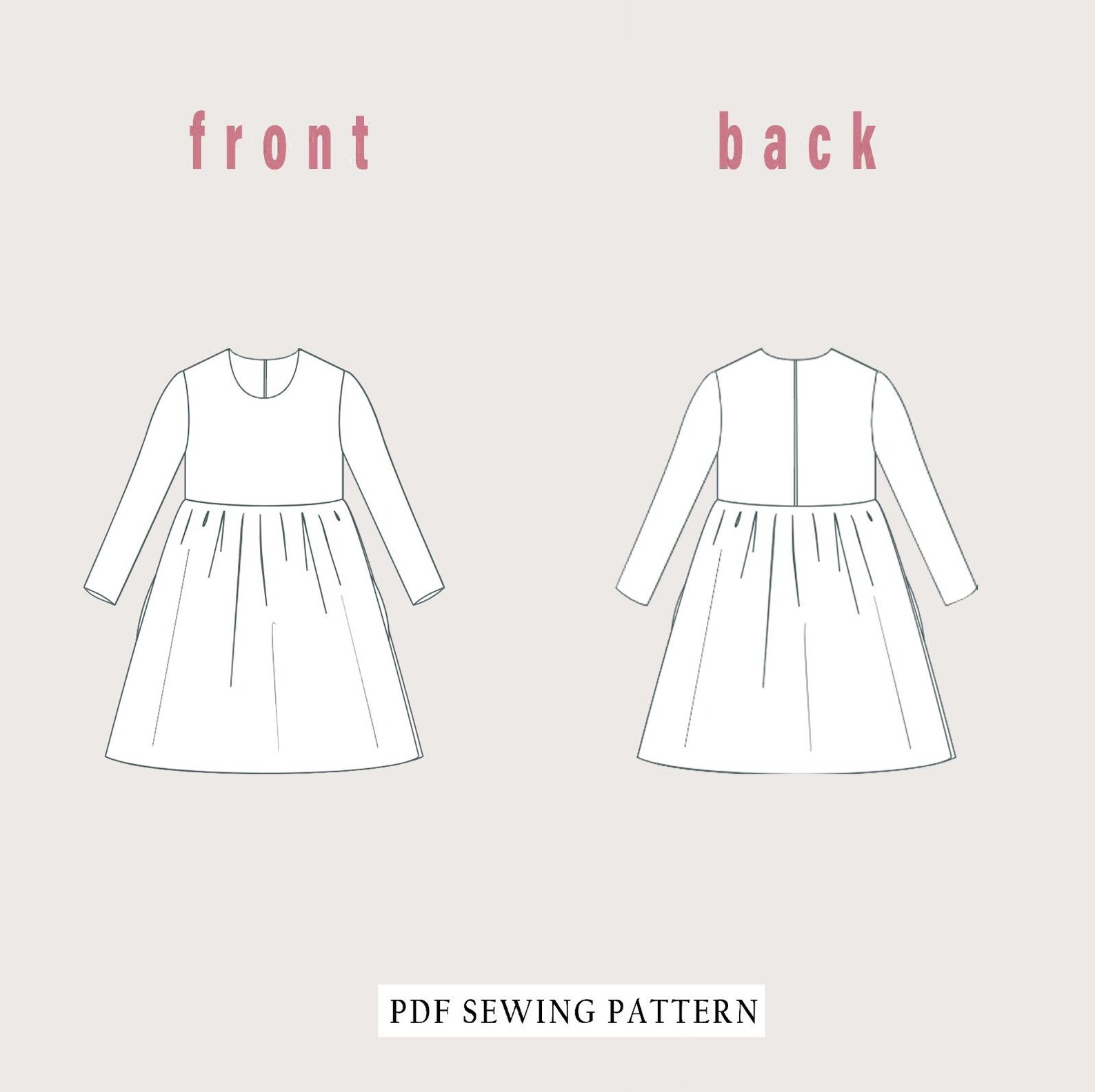 Girl Kid's Cottagecore Gathered Dress Sewing Pattern, Long Sleeve Girl ...