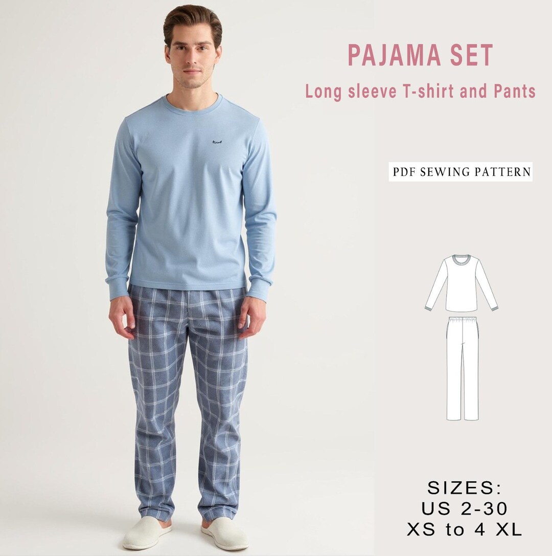 Men's Pajama Set Bundle Sewing Pattern, Easy Pajama Sewing Pattern, Men ...