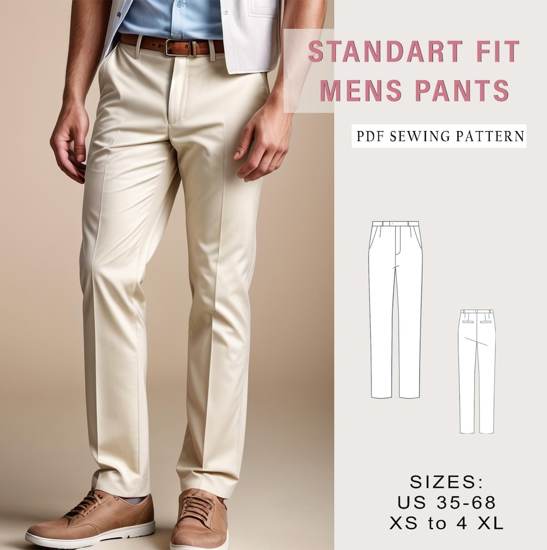 Men's Standard Fit Pants Sewing Pattern (PDF) - Etsy