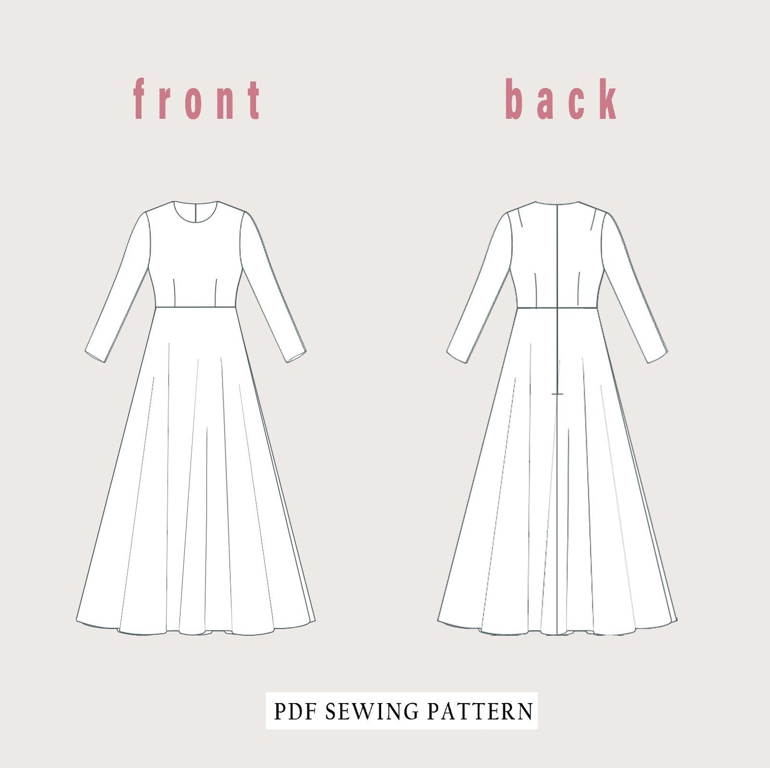 Long Sleeve Maxi Dress Sewing Pattern (PDF) - Etsy