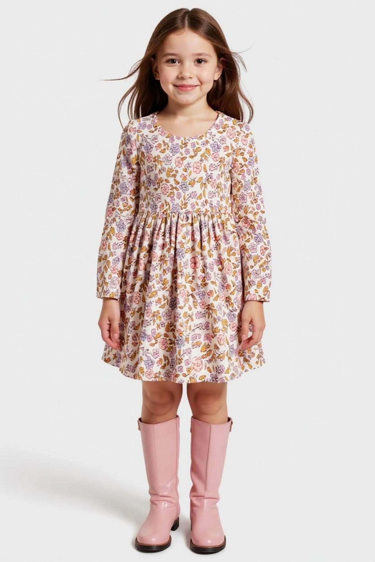 Girl Kid's Cottagecore Gathered Dress Sewing Pattern, Long Sleeve Girl ...