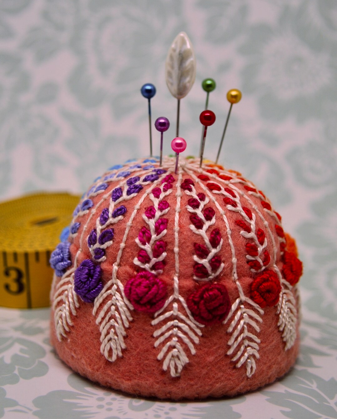 MADE TO ORDER Spectrum Blooms Large Bottlecap Pincushion Free Us Ship ...