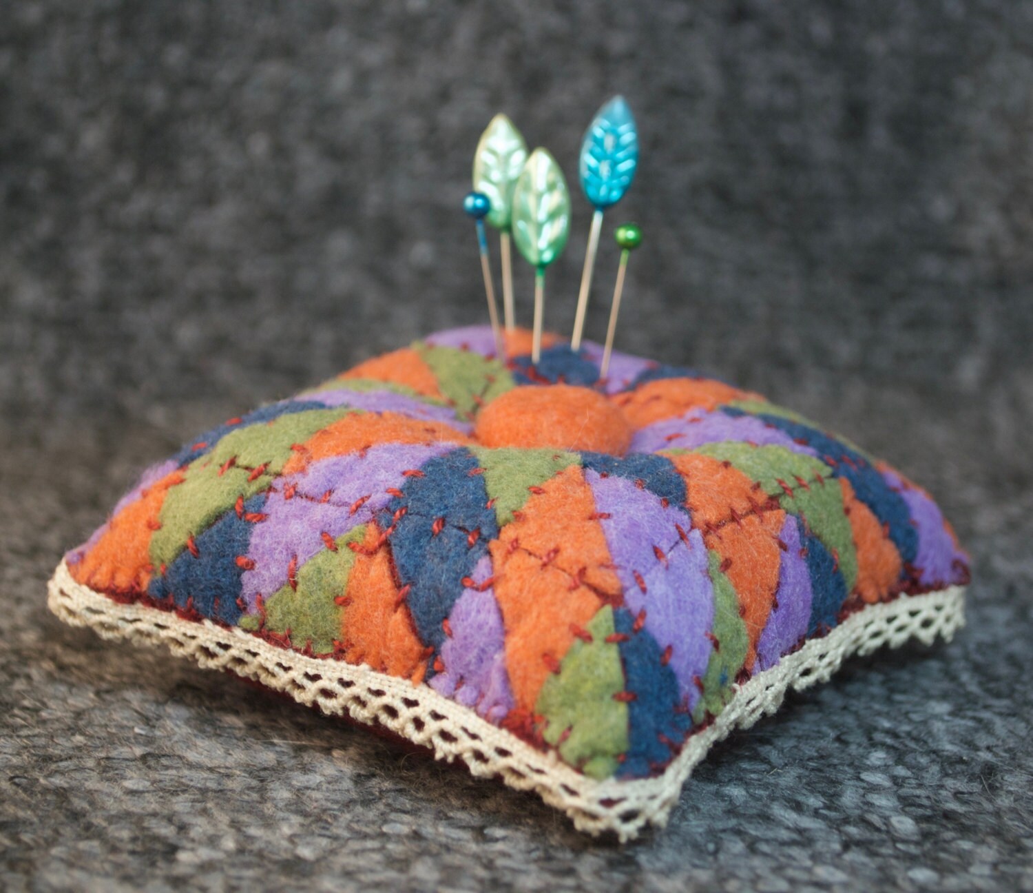 Made to order Quilter's Square Pincushion with Lace | Etsy