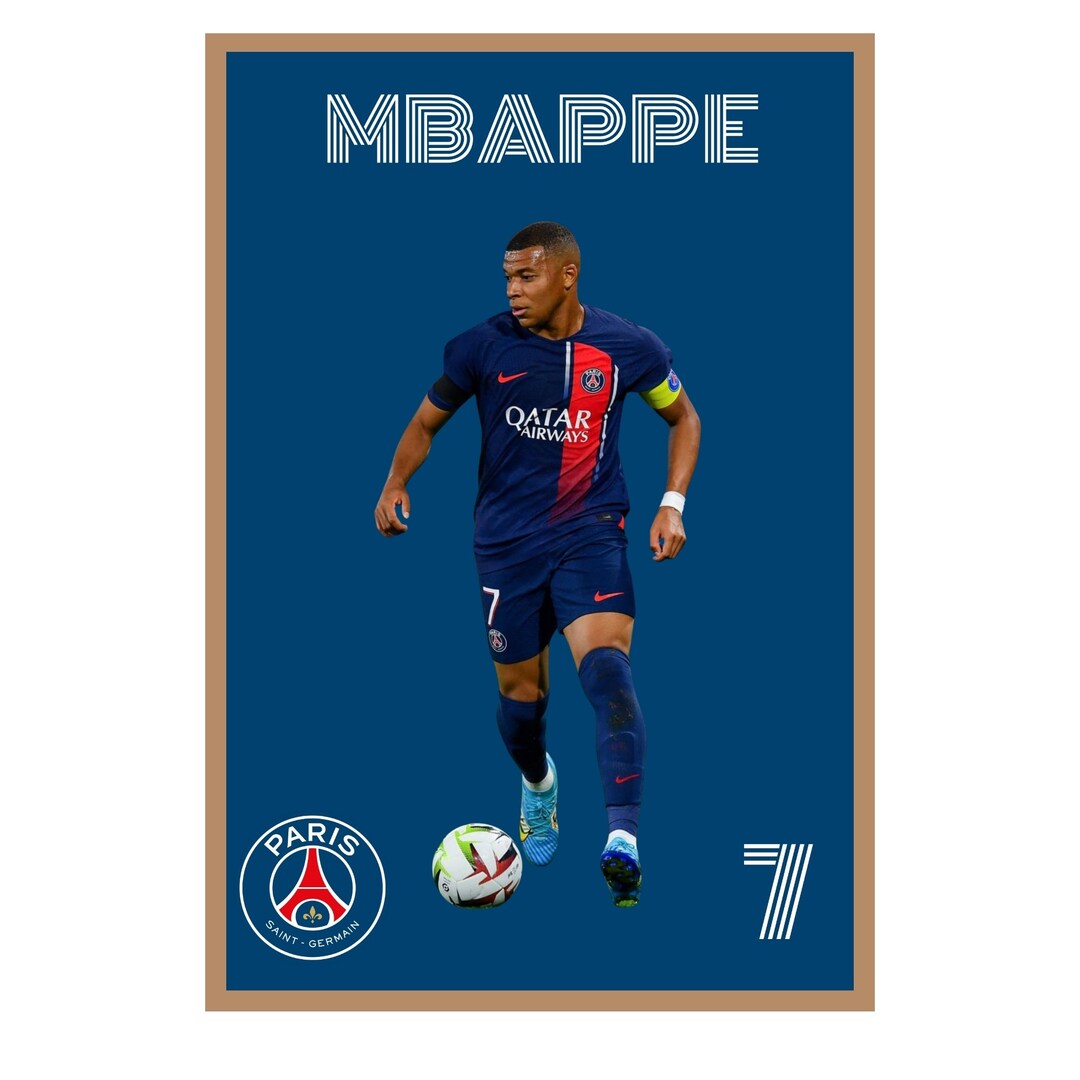 Kylian Mbappe PSG Poster, Kylian Mbappe, Kylian Mbappe Print, Kylian ...