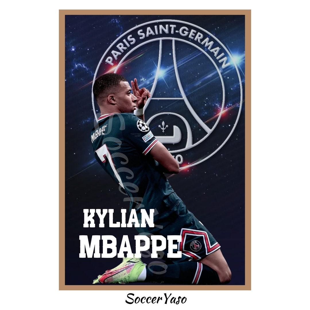 Kylian Mbappe Poster, Kylian Mbappe Print, Kylian Mbappé, PSG, Football ...