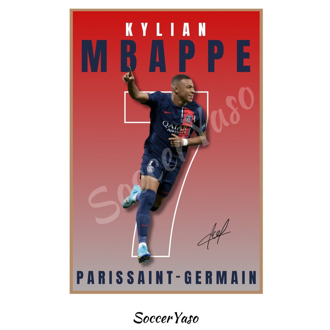 Kylian Mbappe PSG Poster, Kylian Mbappe Print, Kylian Mbappe Printable ...