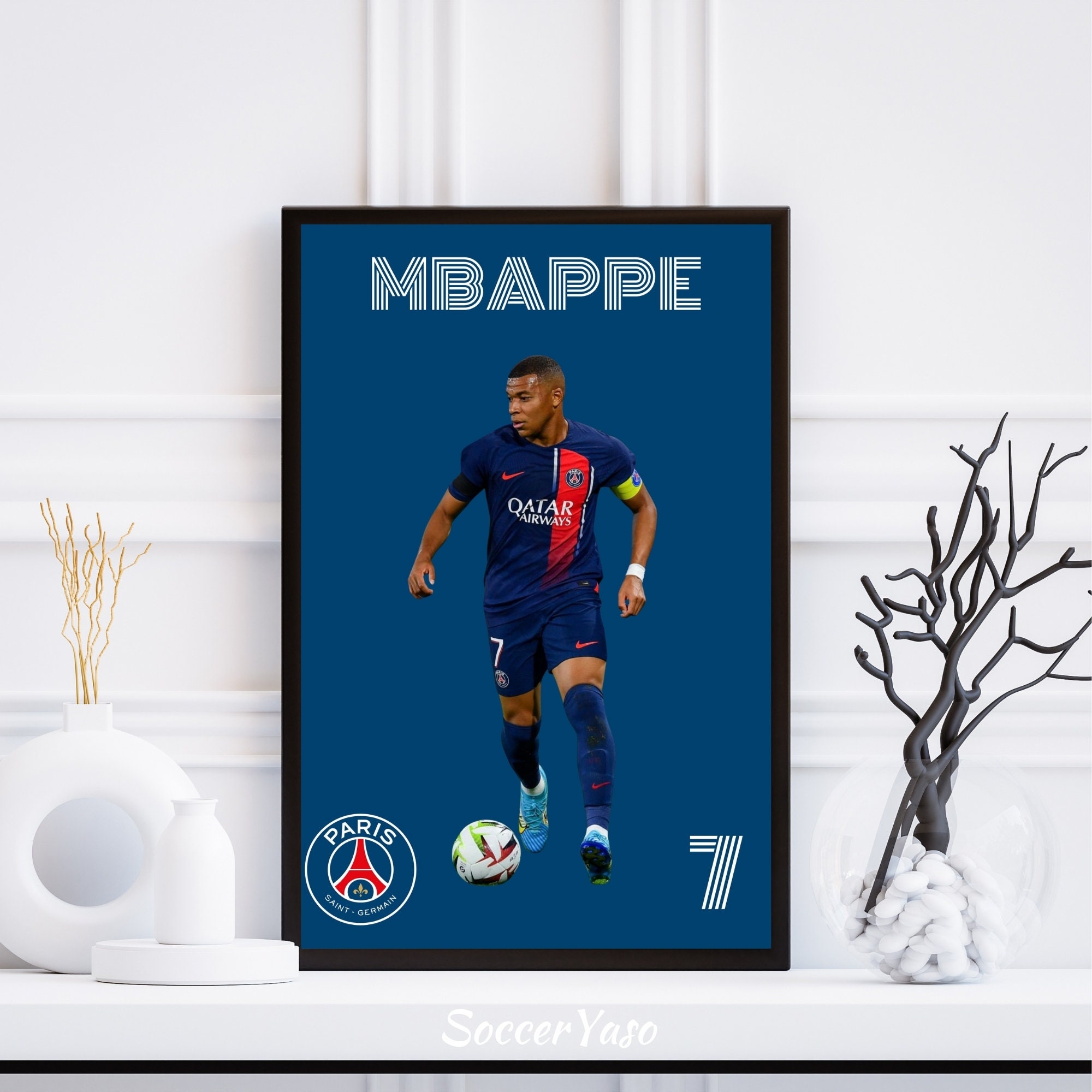 Kylian Mbappe PSG Poster, Kylian Mbappe, Kylian Mbappe Print, Kylian ...