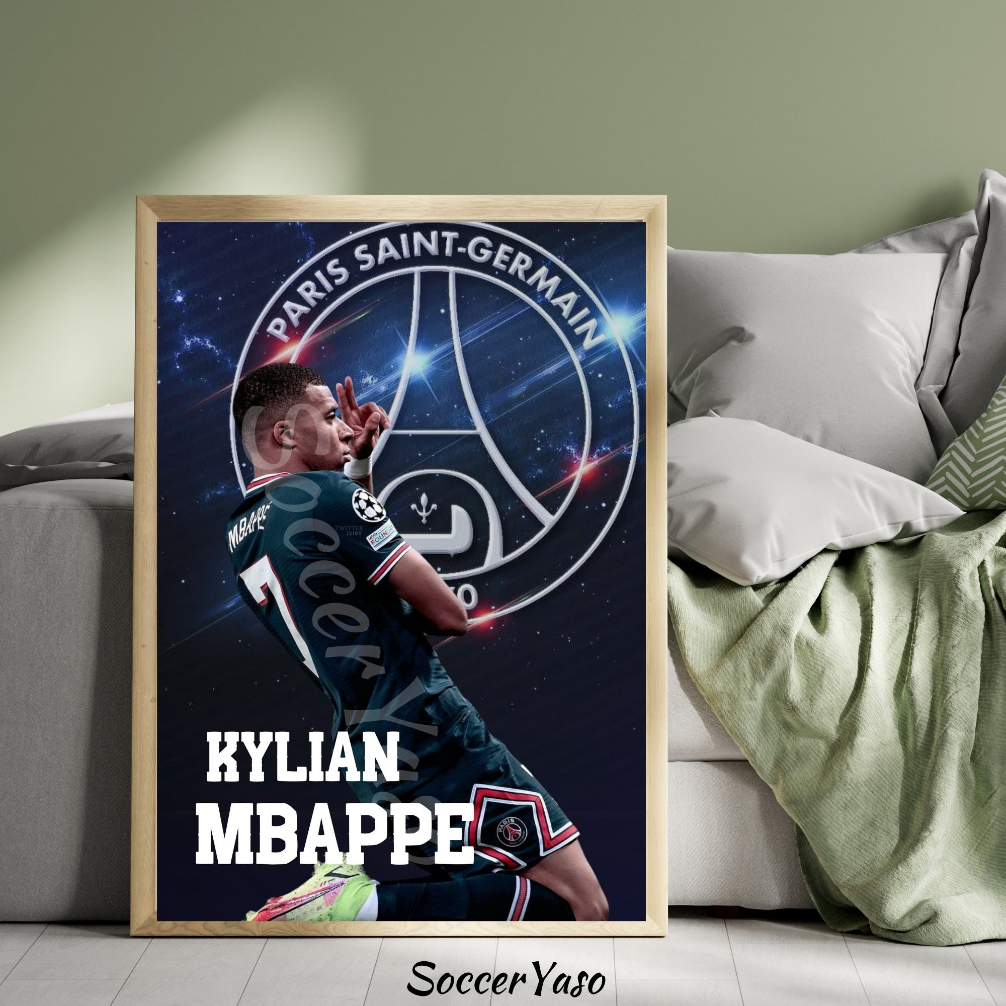 Kylian Mbappe Poster, Kylian Mbappe, Soccer Print, Soccer Poster ...