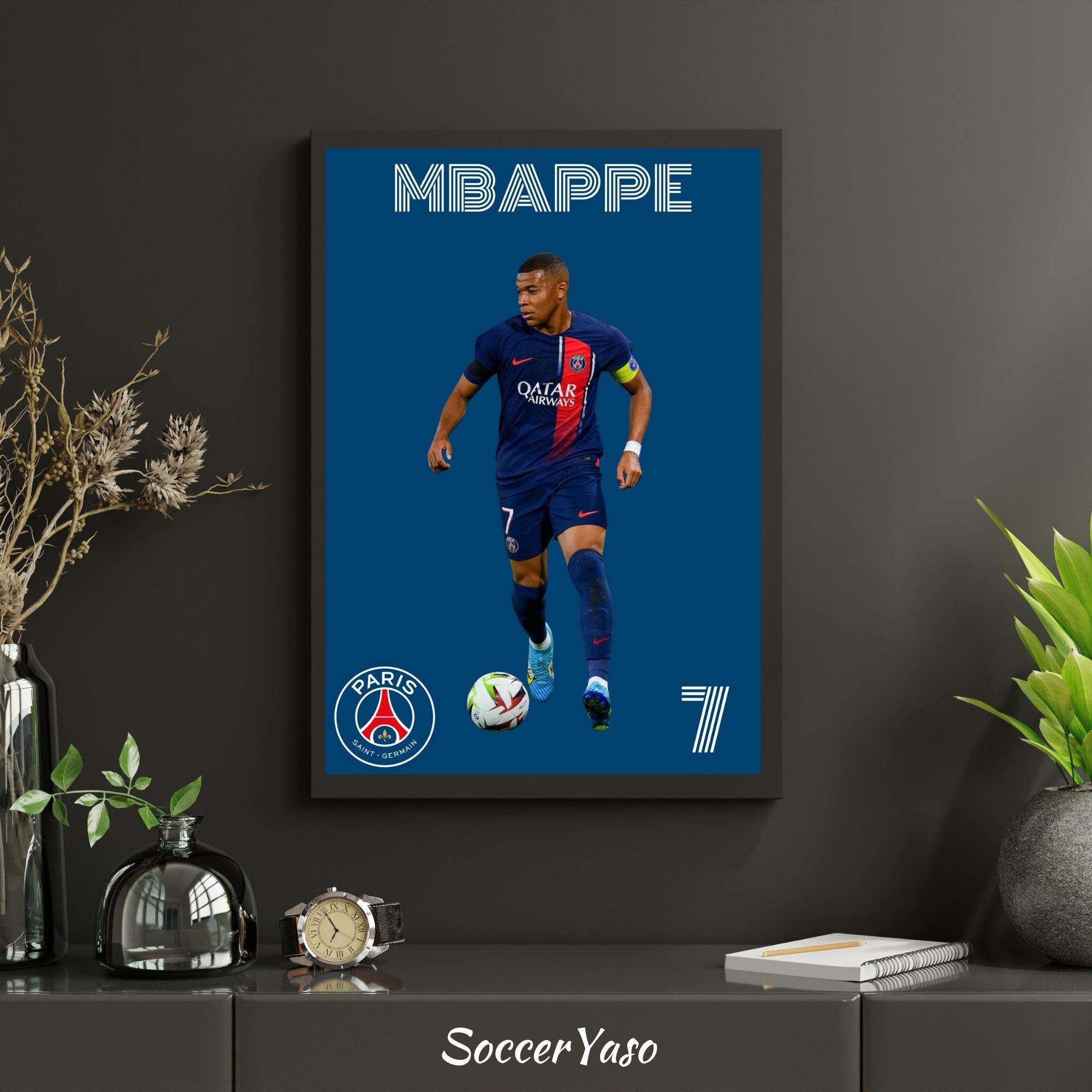 Kylian Mbappe PSG Poster, Kylian Mbappe, Kylian Mbappe Print, Kylian ...