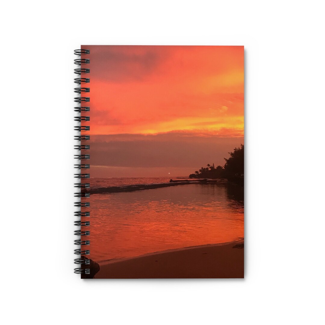 Hawaii Sunset Spiral Notebook - Ruled Line, Glorious Sunset Notebook ...