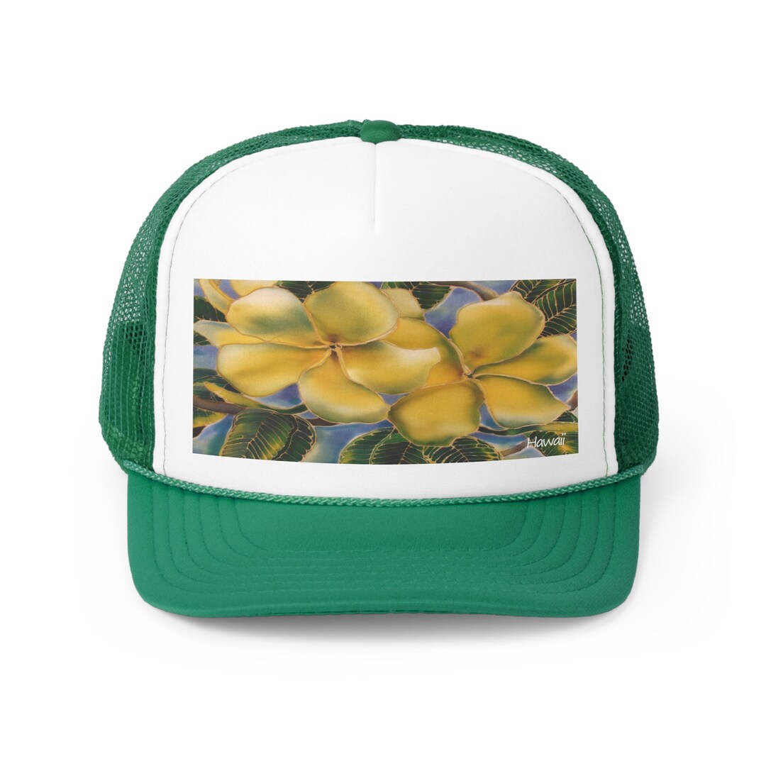 Golden Hawaii Plumeria, Hawaii Trucker Hat, Tropical Bliss Trucker Hat ...